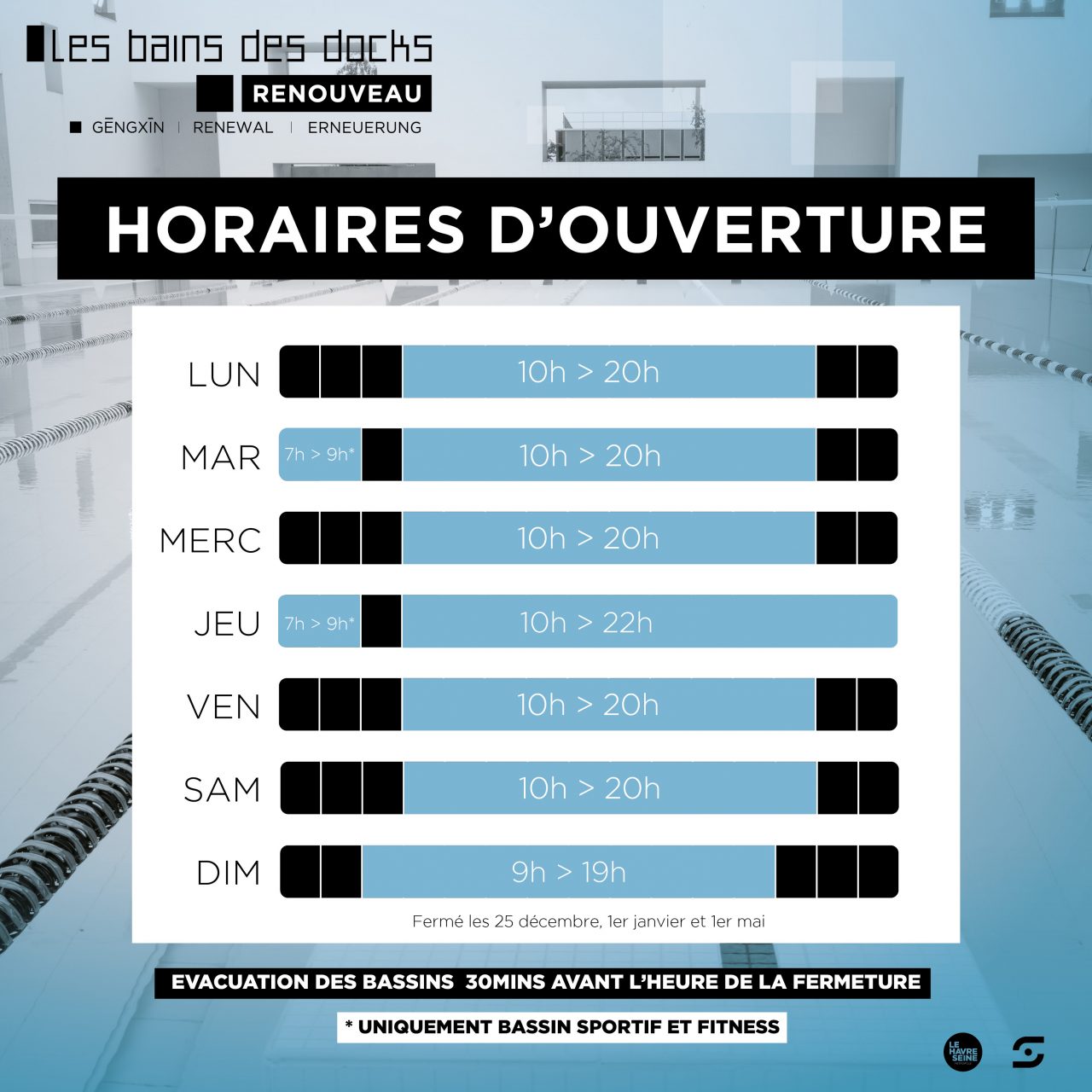 Horaires et tarifs - Centre aquatique Les Bains des Docks